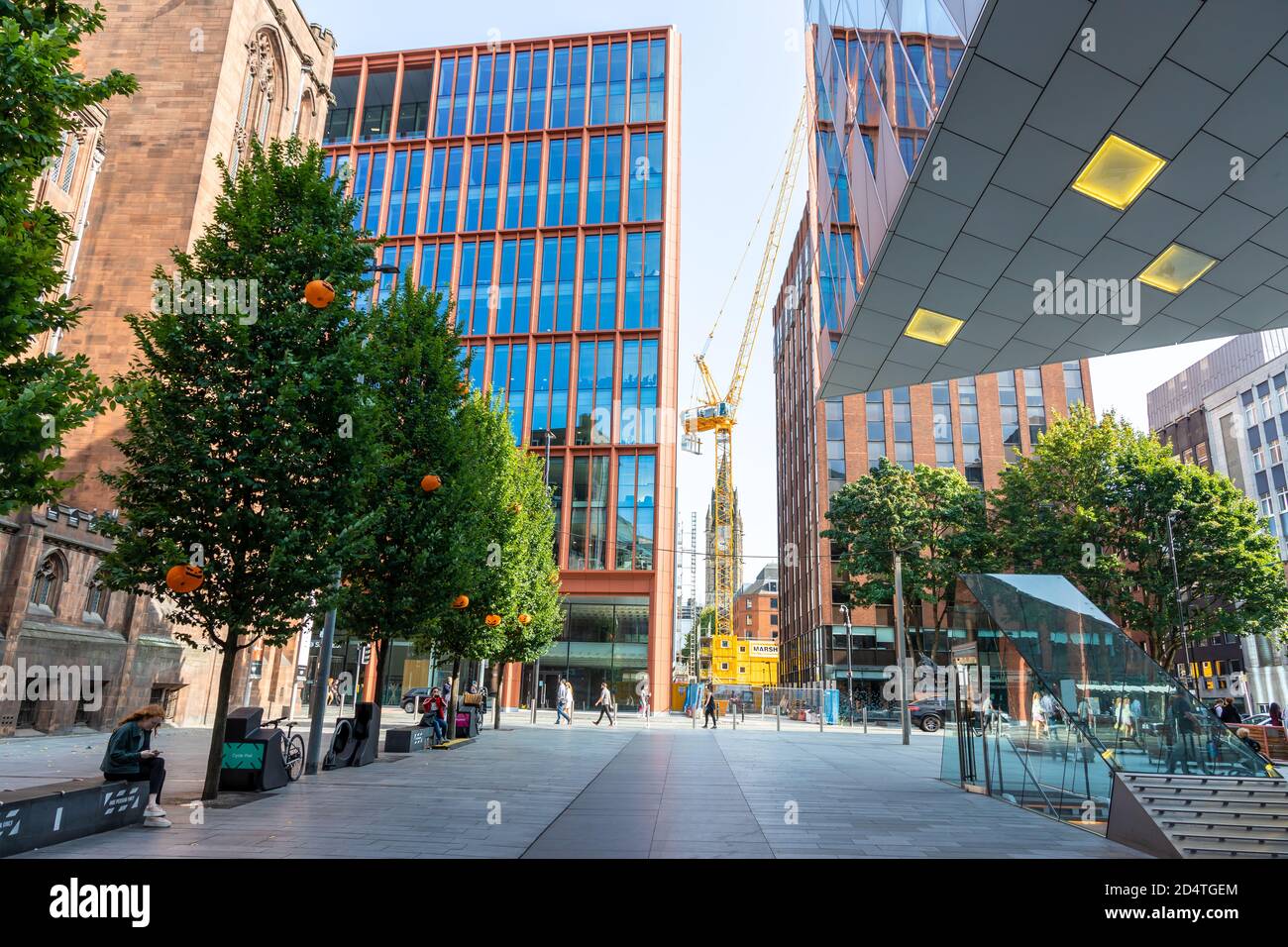 Old and new buildings at the Avenue of Deansgate in Manchester Stock ...