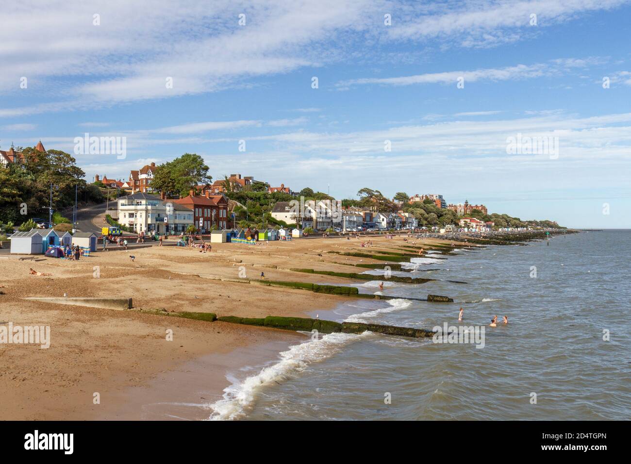 View along the beach close to the promenade at Felixstowe, Suffolk, UK ...