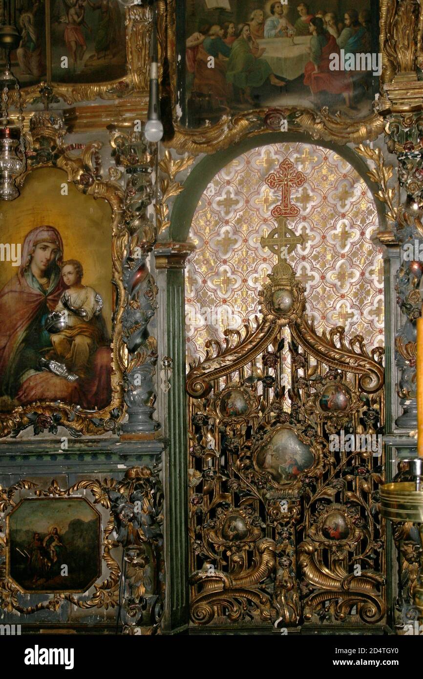 Zamfira Monastery, Romania. Old Bemothyra (doors to the Sanctuary) and ...