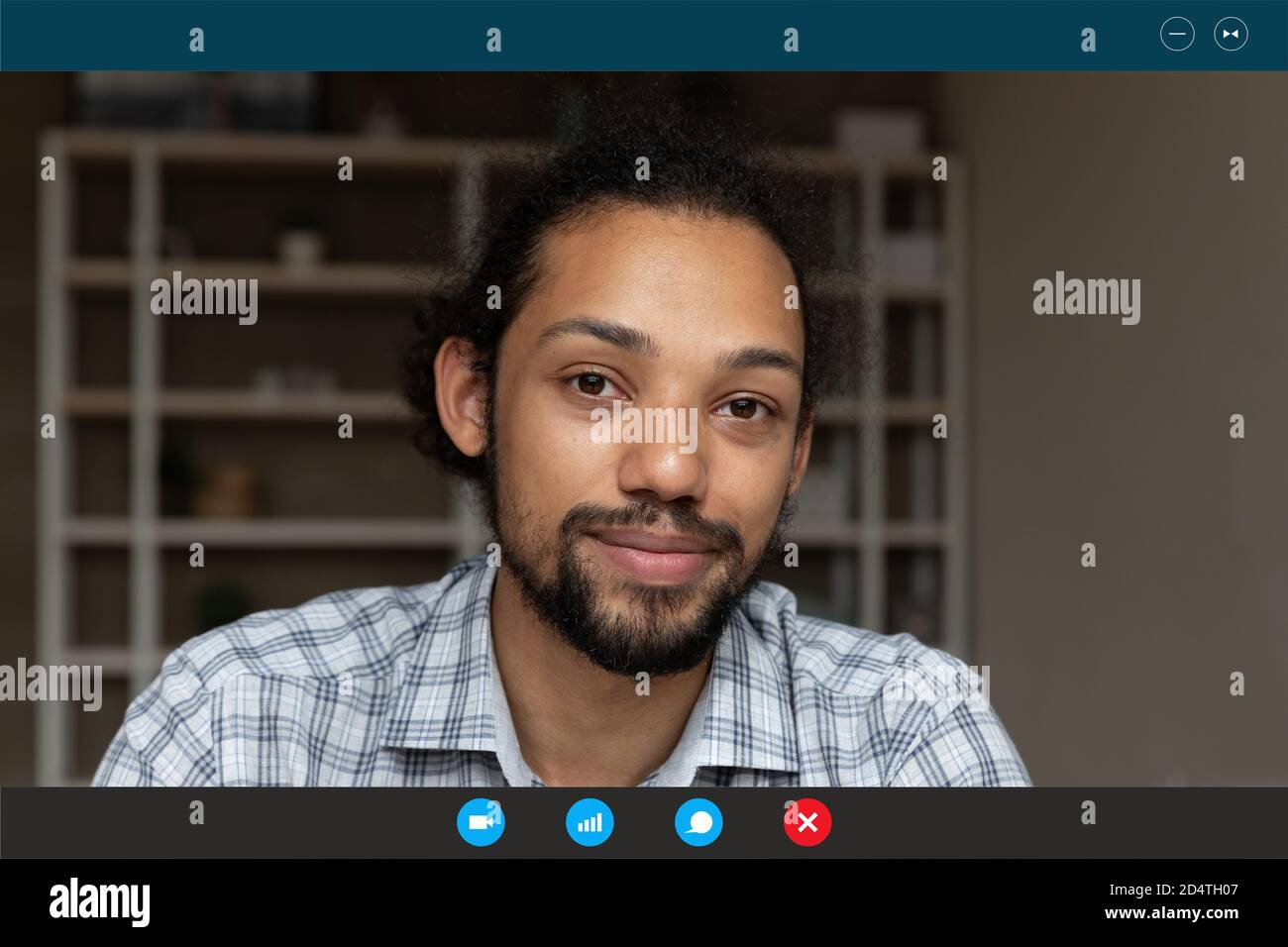 African American man speak on video call Stock Photo - Alamy