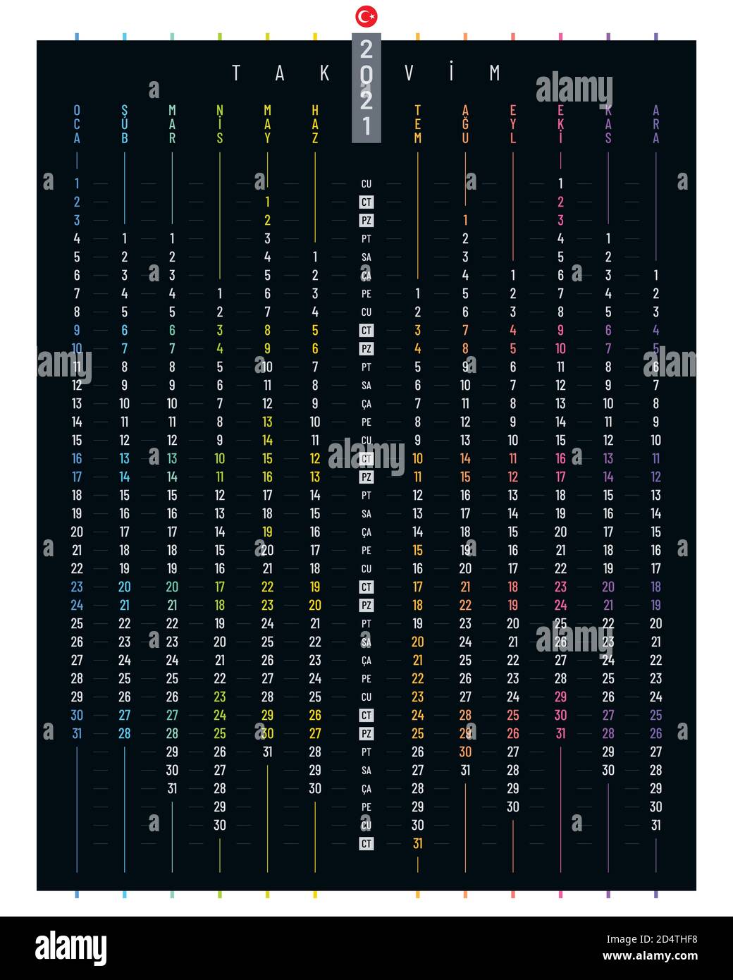 Linear poster calendar 2021 vector design. Vertical calendar template ...