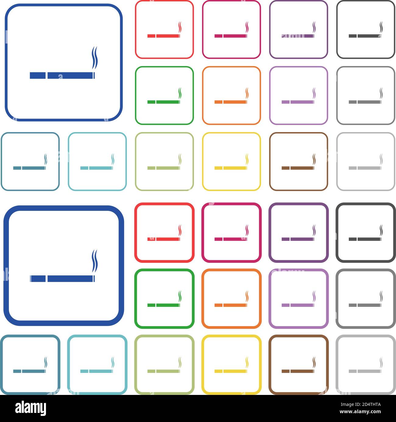 Cigarette color flat icons in rounded square frames. Thin and thick ...