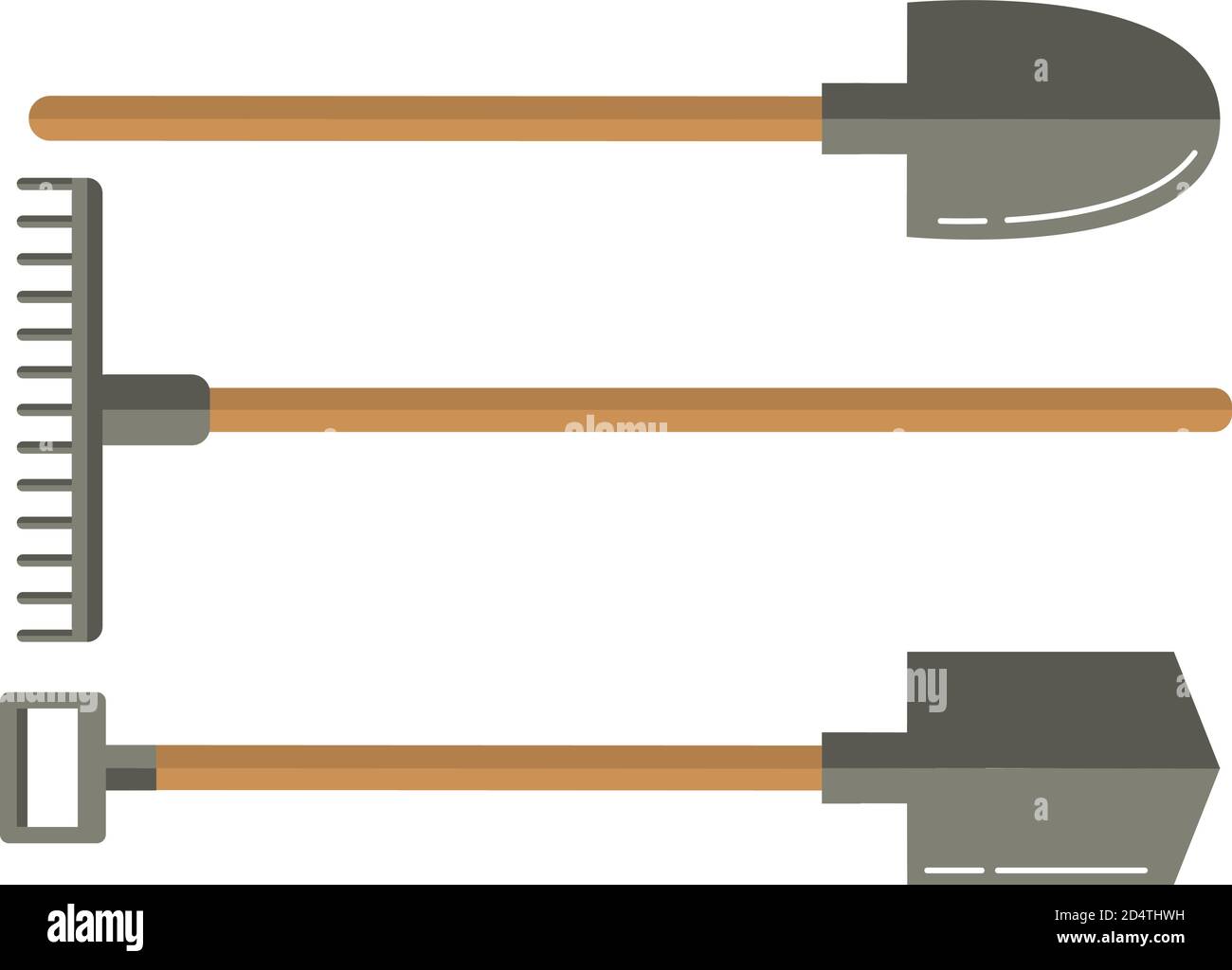 Consisting of shovels with the wooden handle.and a rake.Agriculture ...