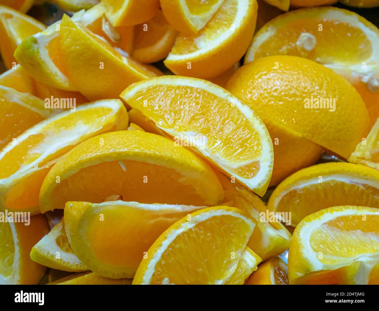 The close up of sliced fresh sweet orange fruit background Stock Photo ...