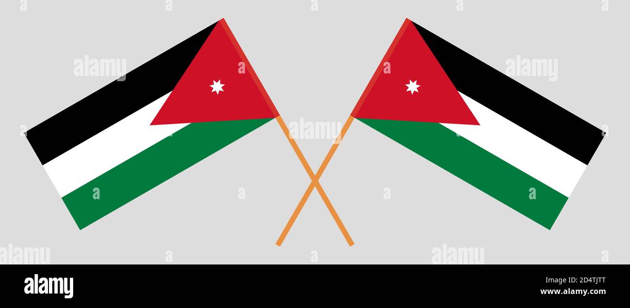 Crossed flags of Jordan. Official colors. Correct proportion. Vector ...