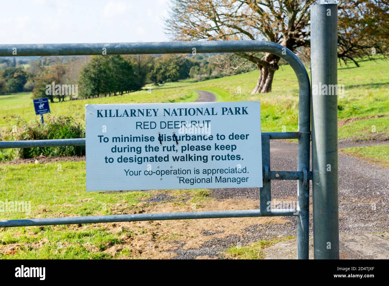 Red Deer rut park rules sign and notice board in Killarney National ...