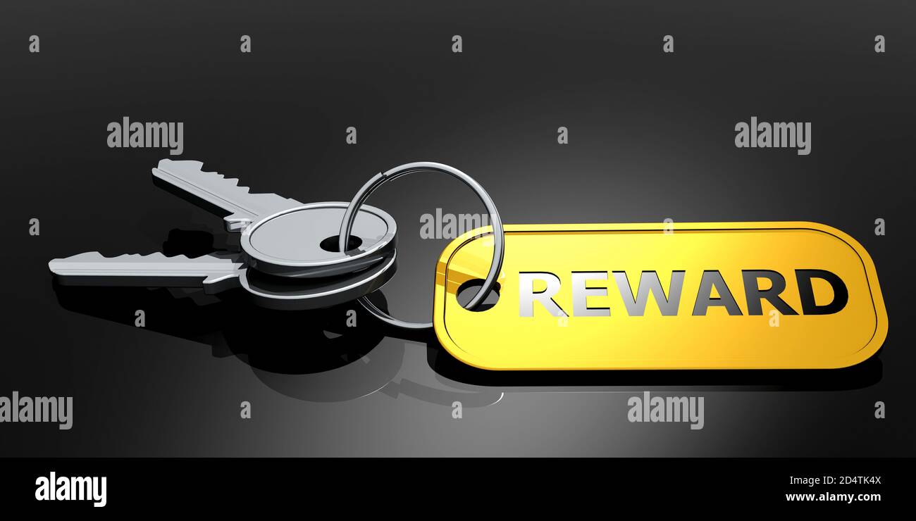 Reward label with keys isolated, 3D rendering Stock Photo - Alamy