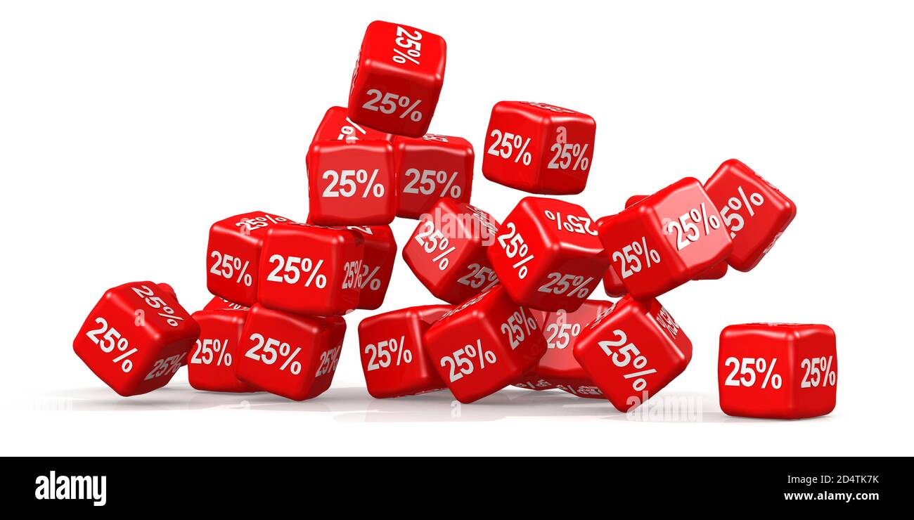 25 percent cubes isolated on white background, 3D rendering Stock Photo ...
