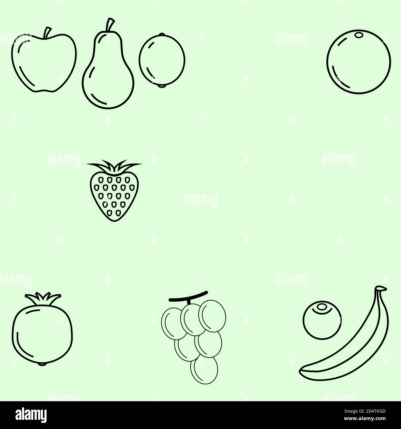 Fruits Outline, Sketch, Healthy, Non Veg, Tasty Stock Vector Image ...