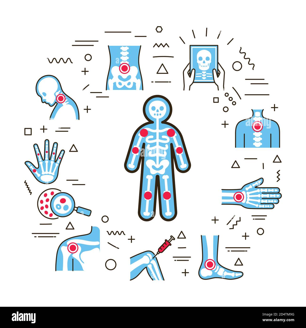Arthritis human body web banner. Infographics with linear icons on ...