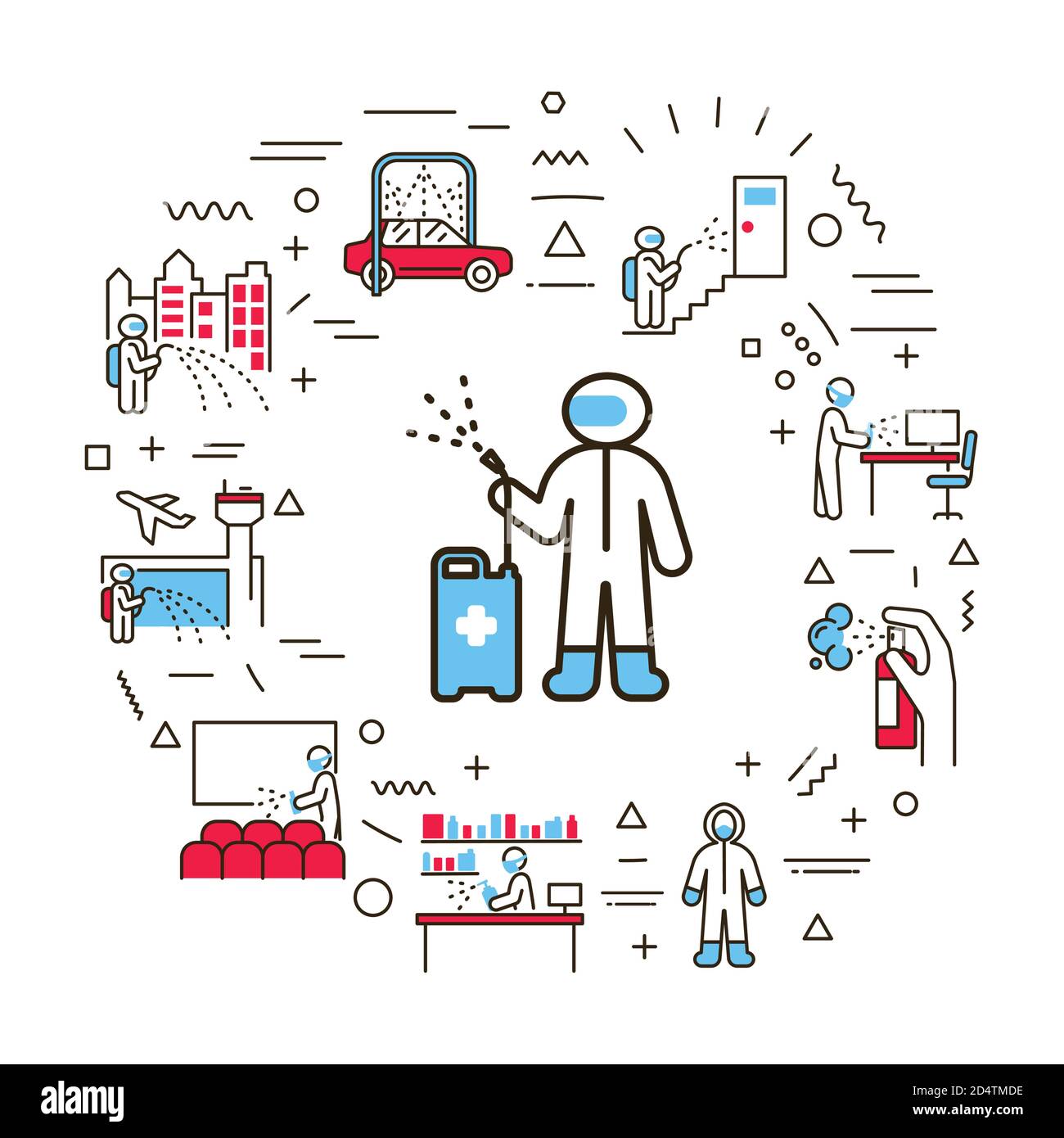 Mass disinfection web banner. Cleaning service. Infographics with ...