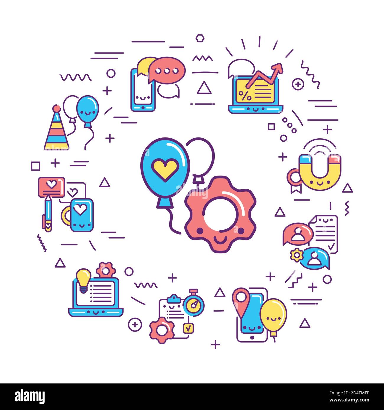 Event management web banner. Infographics with linear icons on white ...