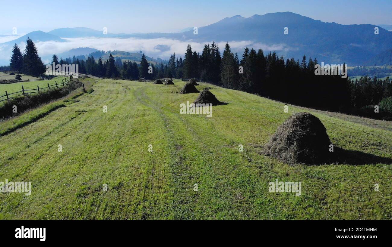Aerial view haystacks on hi-res stock photography and images - Alamy