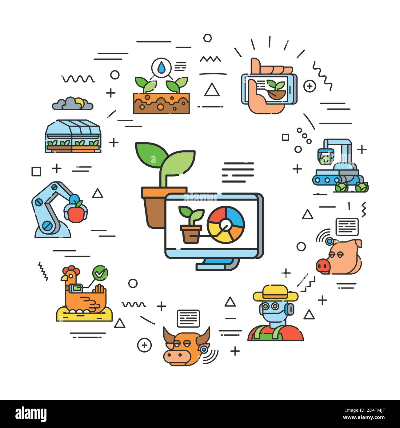 Smart farm web banner. Agricultural management. Infographics with ...