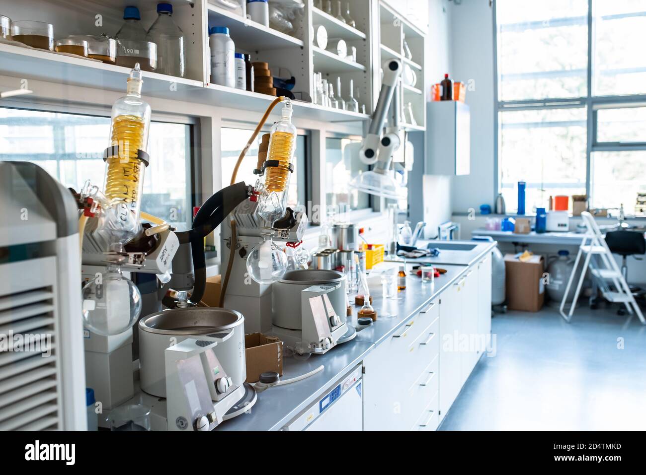 Modern laboratory. Interior of biochemistry research laboratory ...