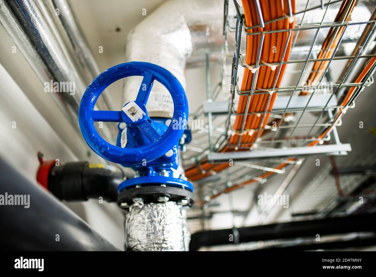 Shutoff valves in a water supply network, Technical floor, Building ...