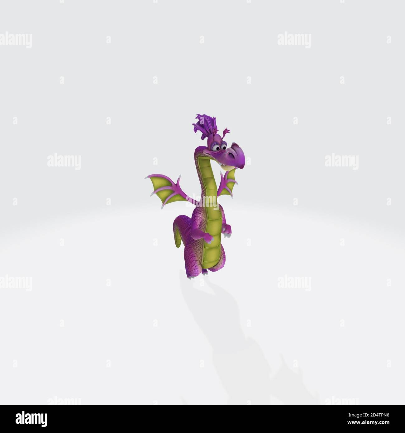 Isolated 3d rendering of a funny purple dragon flying Stock Photo - Alamy