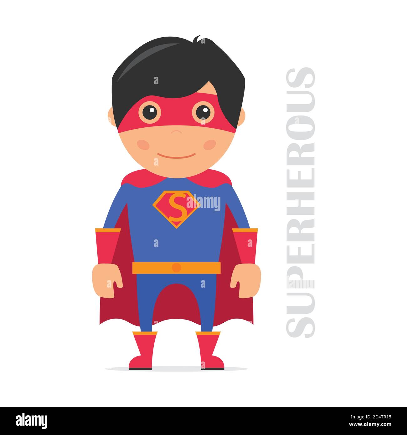 Superhero icon, strong boy, child, isolated on white background. Vector ...