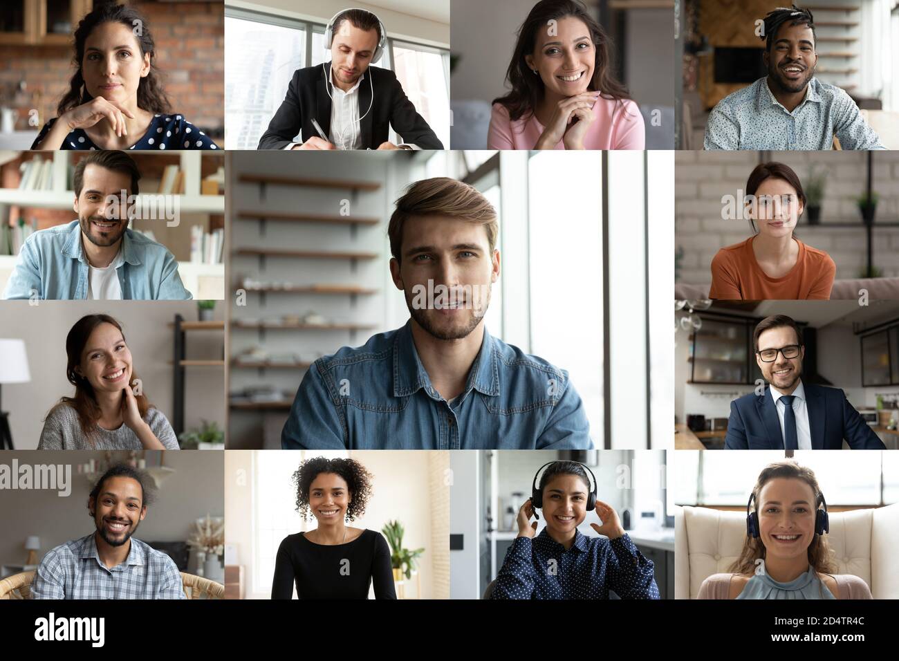 Multiracial colleagues have group webcam call together Stock Photo - Alamy