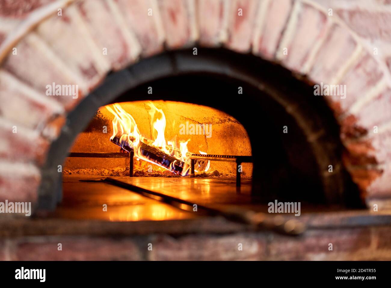 Traditional wood oven in Naples restaurant, Italy. Original neapolitan ...