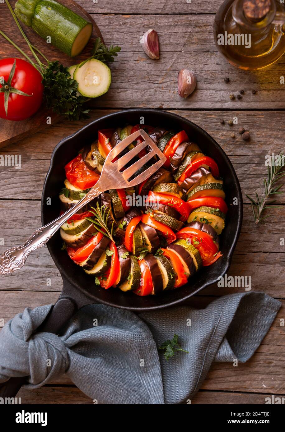 Cooked vegetable ratatouille, traditional vegetable dish Stock Photo ...