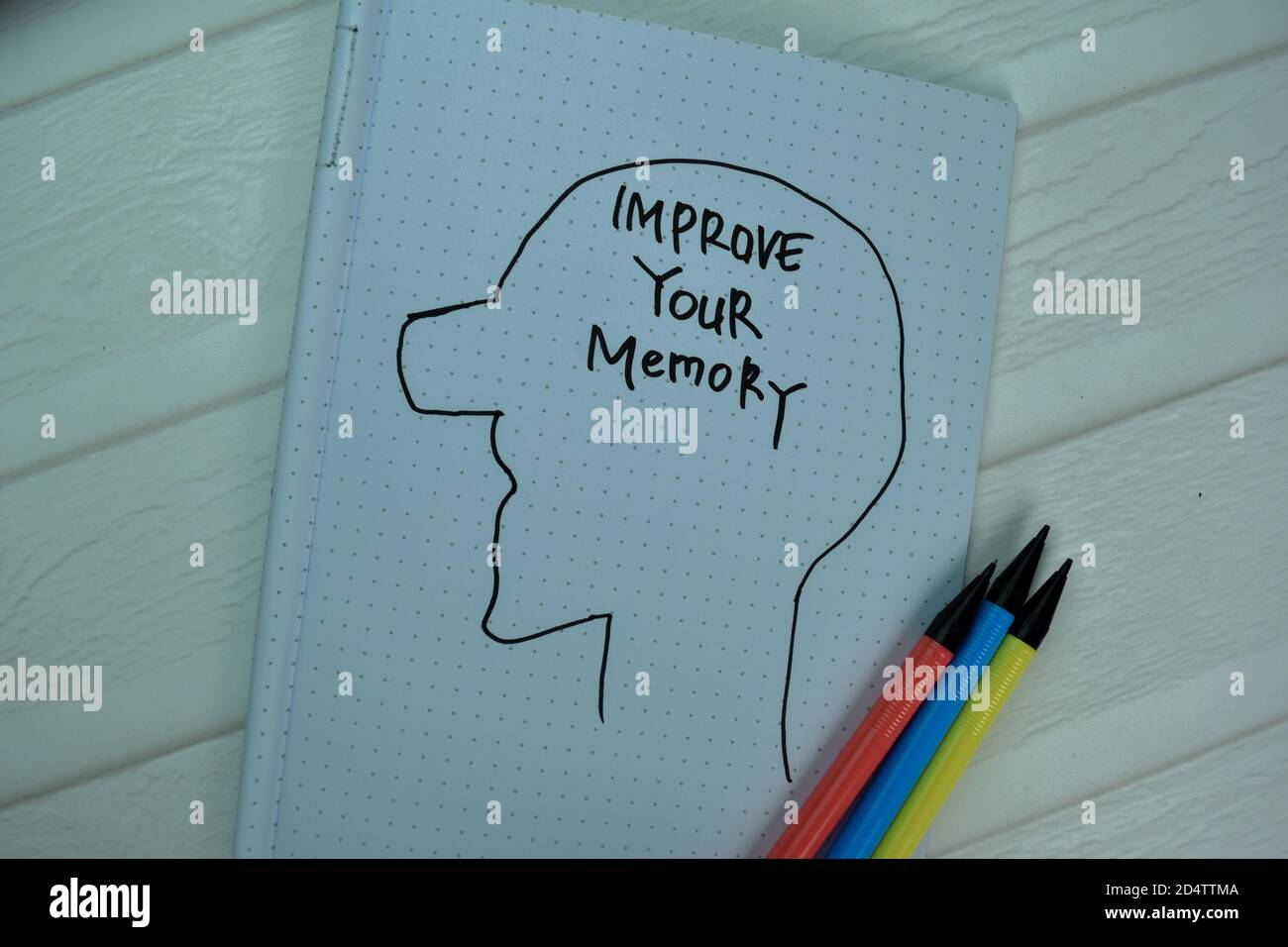 Improve Your Memory write on a book isolated on office desk Stock Photo ...