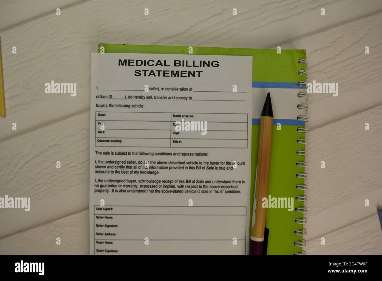 Medical Billing Statement form on a office desk Stock Photo - Alamy