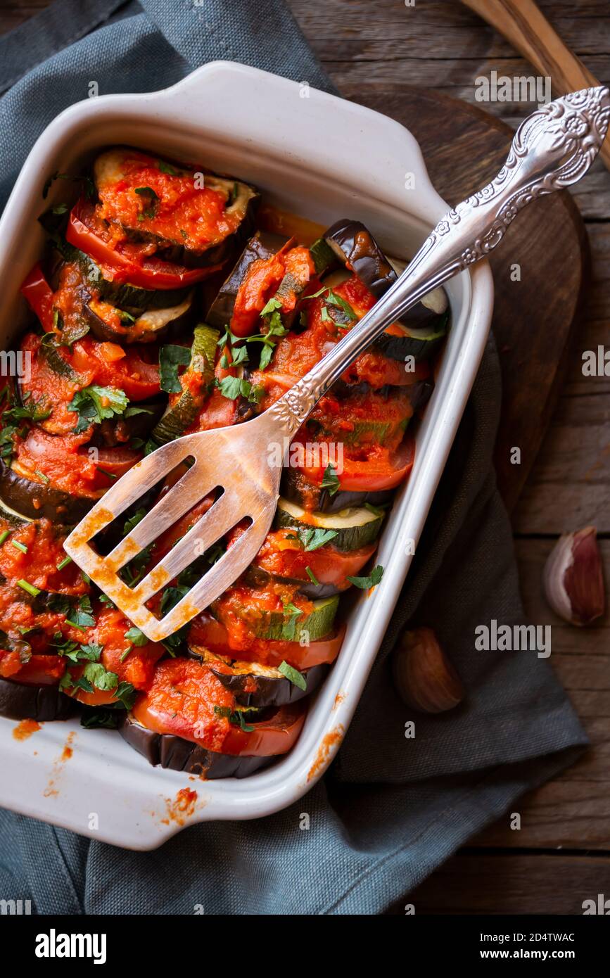 Cooked vegetable ratatouille, traditional vegetable dish Stock Photo ...