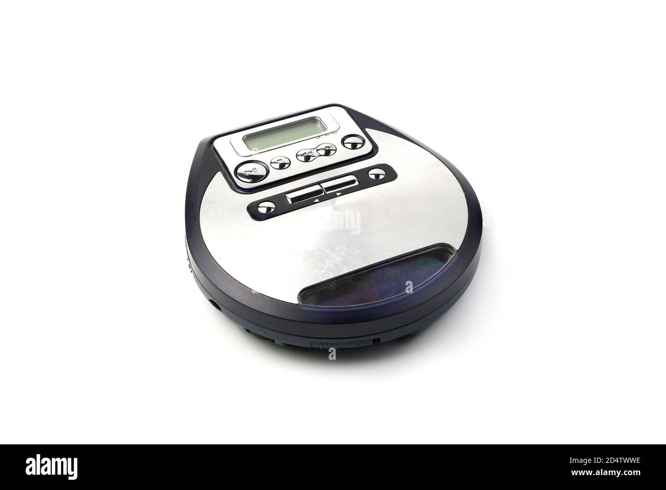 The old closed disc player is isolated on a white background Stock ...