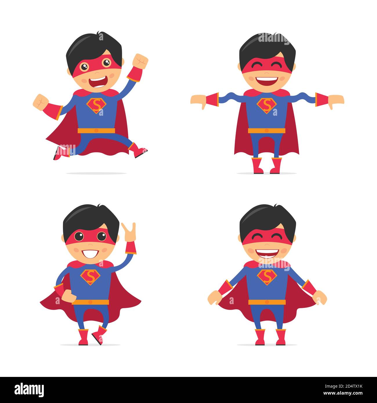 Superhero icon set with strong men isolated on white background Stock ...