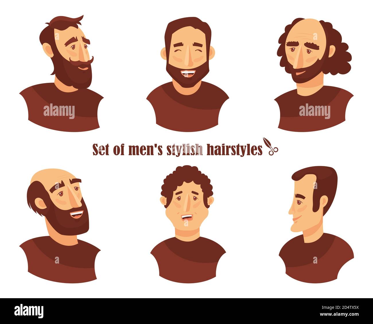 Set of male facial emotions. young man emoji character with different ...