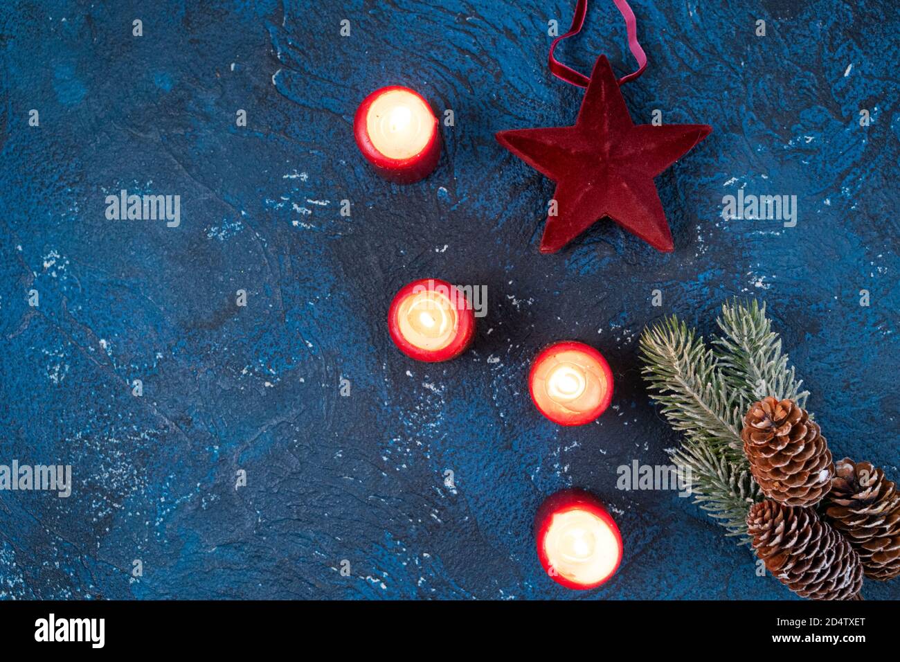 Christmas flat lay scene with golden decorations Stock Photo - Alamy