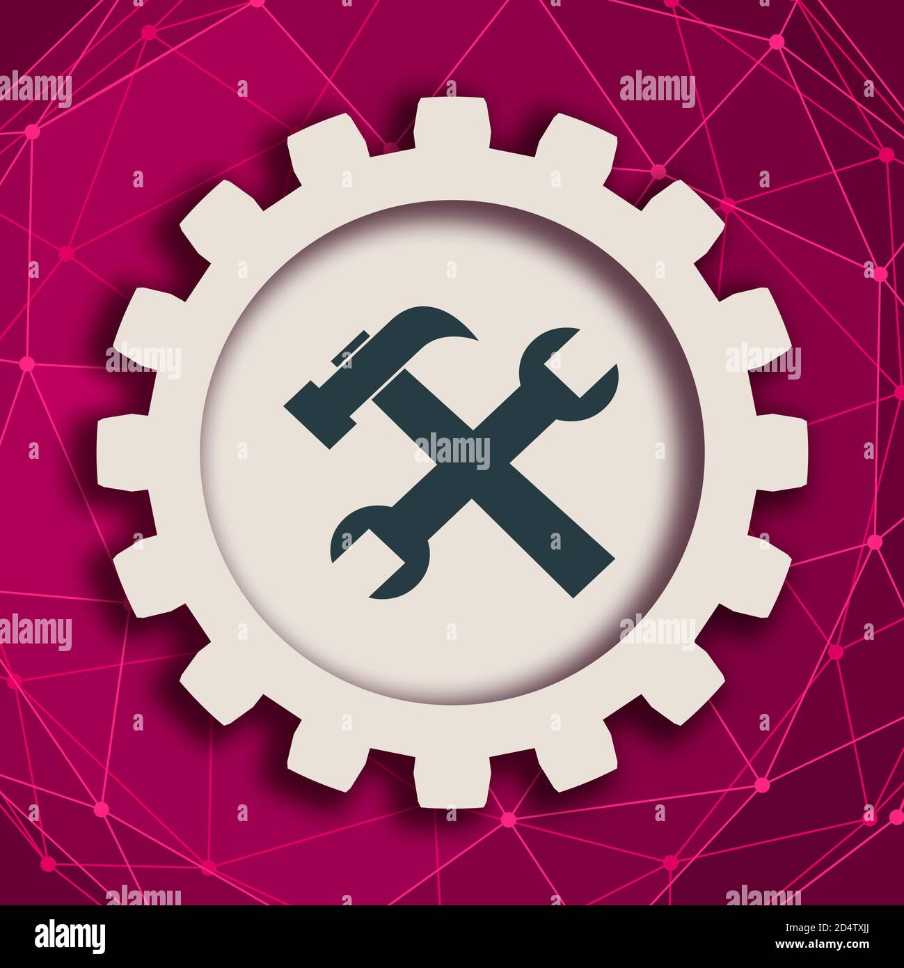 Industrial emblem with gear Stock Photo - Alamy