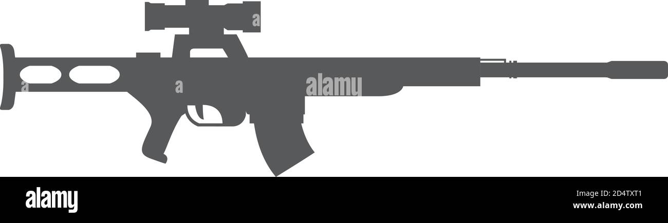 Sniper rifle game.Isolated on white background.Vector flat illustration ...