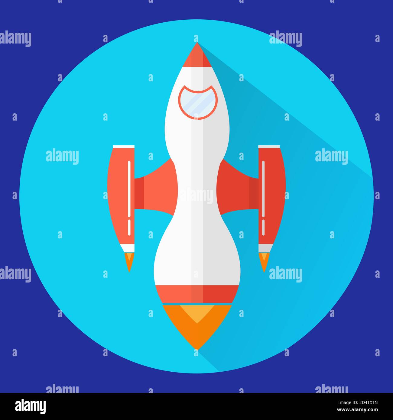 Icon the flying-up rocket. In flat style a vector. A design concept for ...