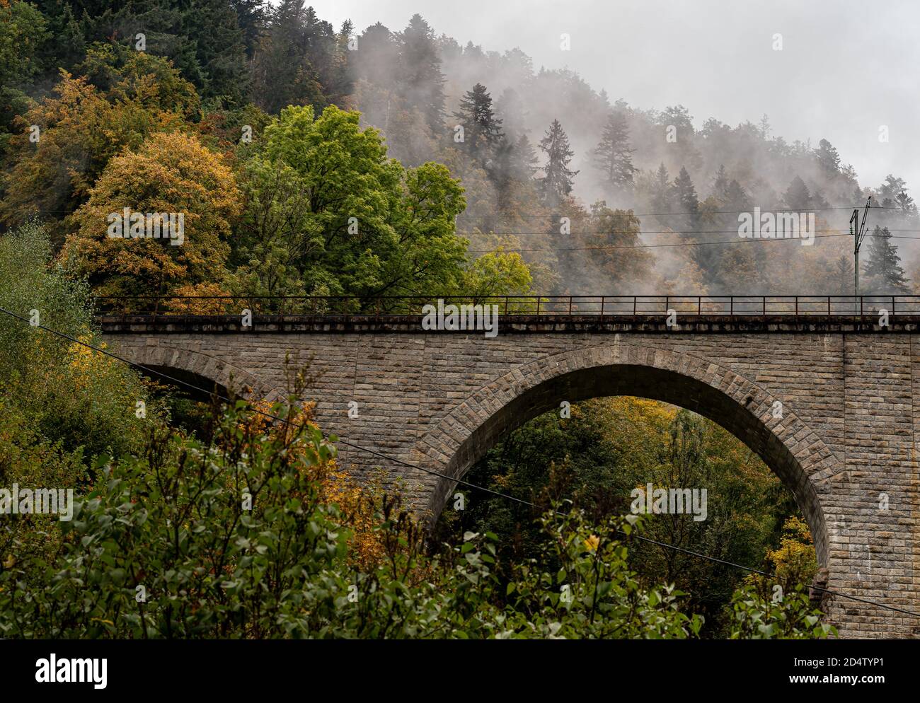 Spectacular view of the old railway bridge at the Ravenna gorge viaduct ...