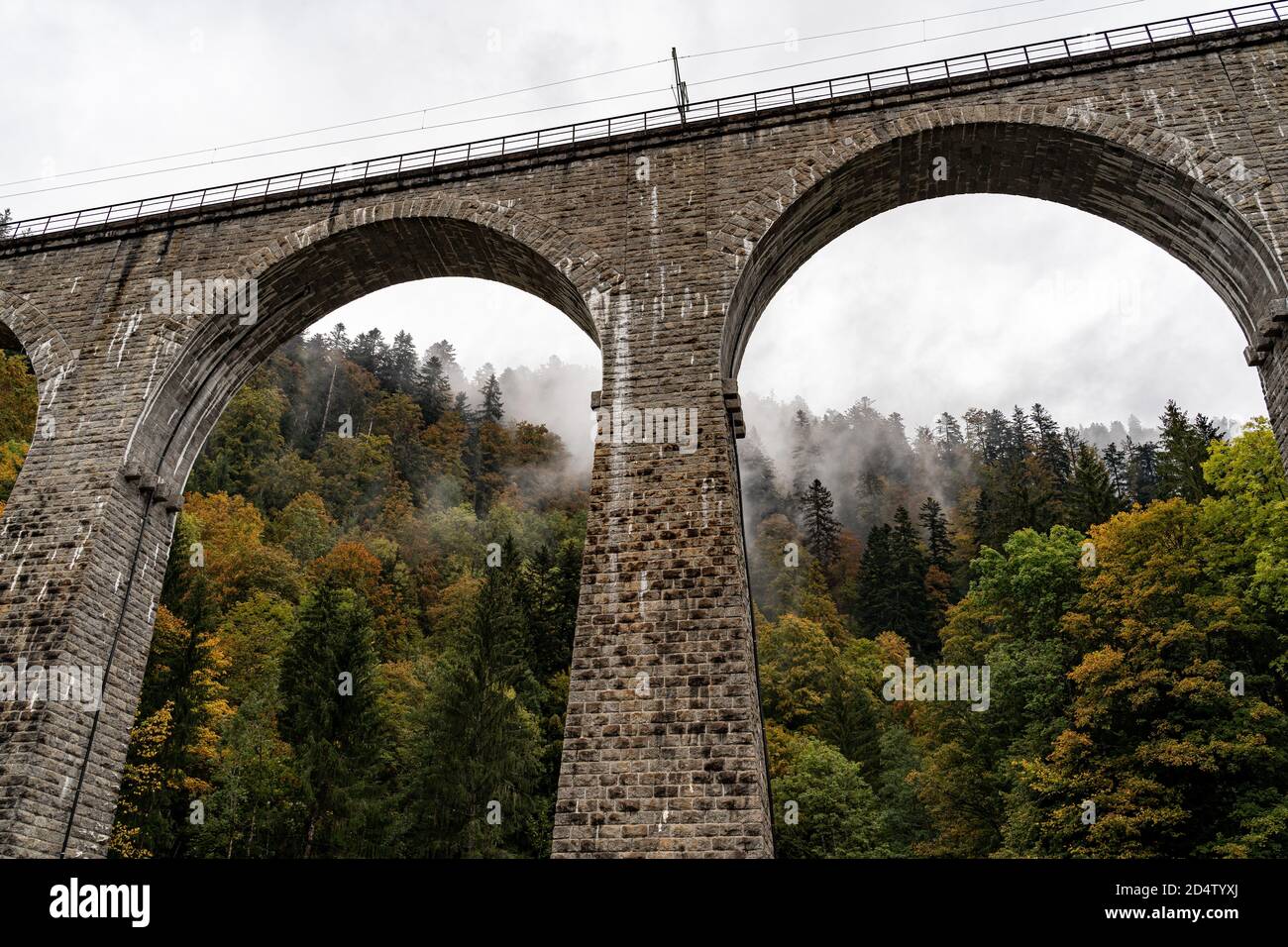 Spectacular view of the old railway bridge at the Ravenna gorge viaduct ...
