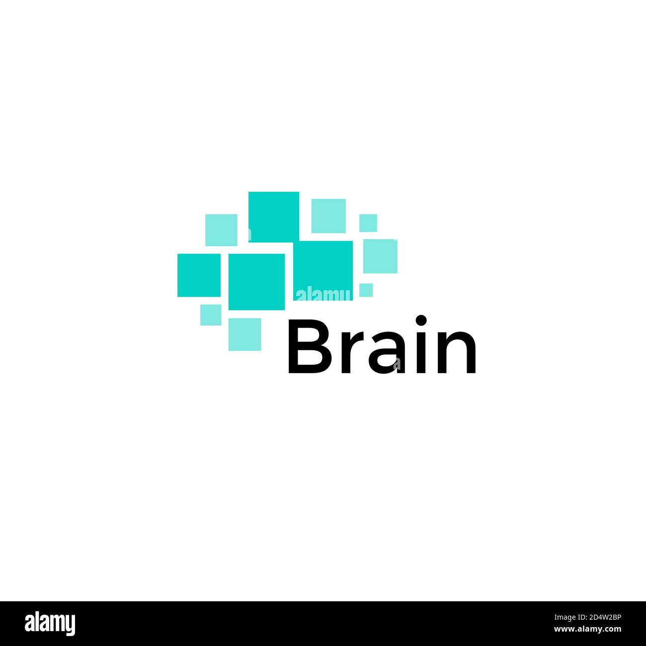 Brain abstract icon. Squares shapes, geometric brain hemisphere. SImple ...