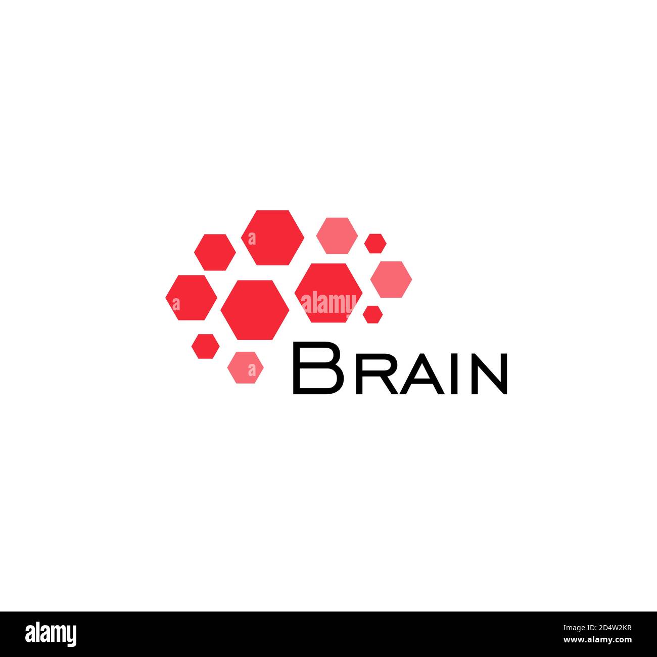 Brain abstract icon. Hexagonal shapes, geometric brain hemisphere ...