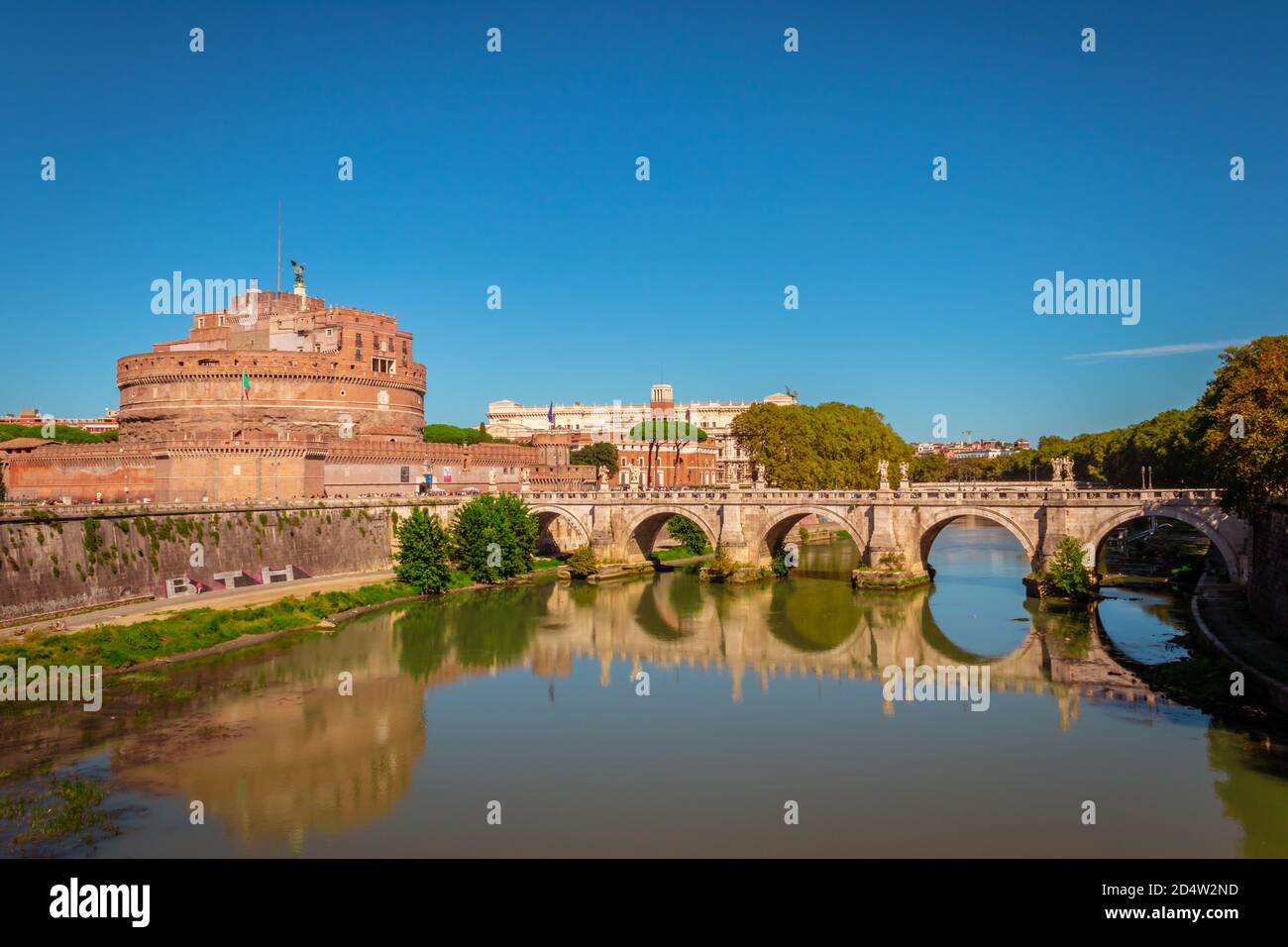 View Mausoleum of Hadrian, Castel Sant'Angelo, next to the Tiber river ...
