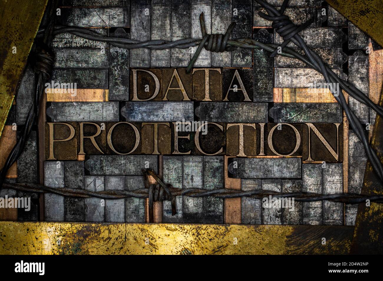 Photo of real authentic typeset letters forming Data Protection text ...