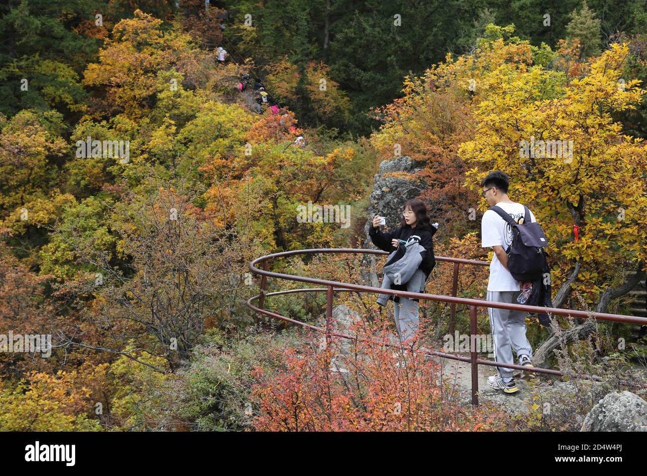 Lanzhou, China's Gansu Province. 11th Oct, 2020. Tourists visit Xinglong Mountain in Yuzhong ...