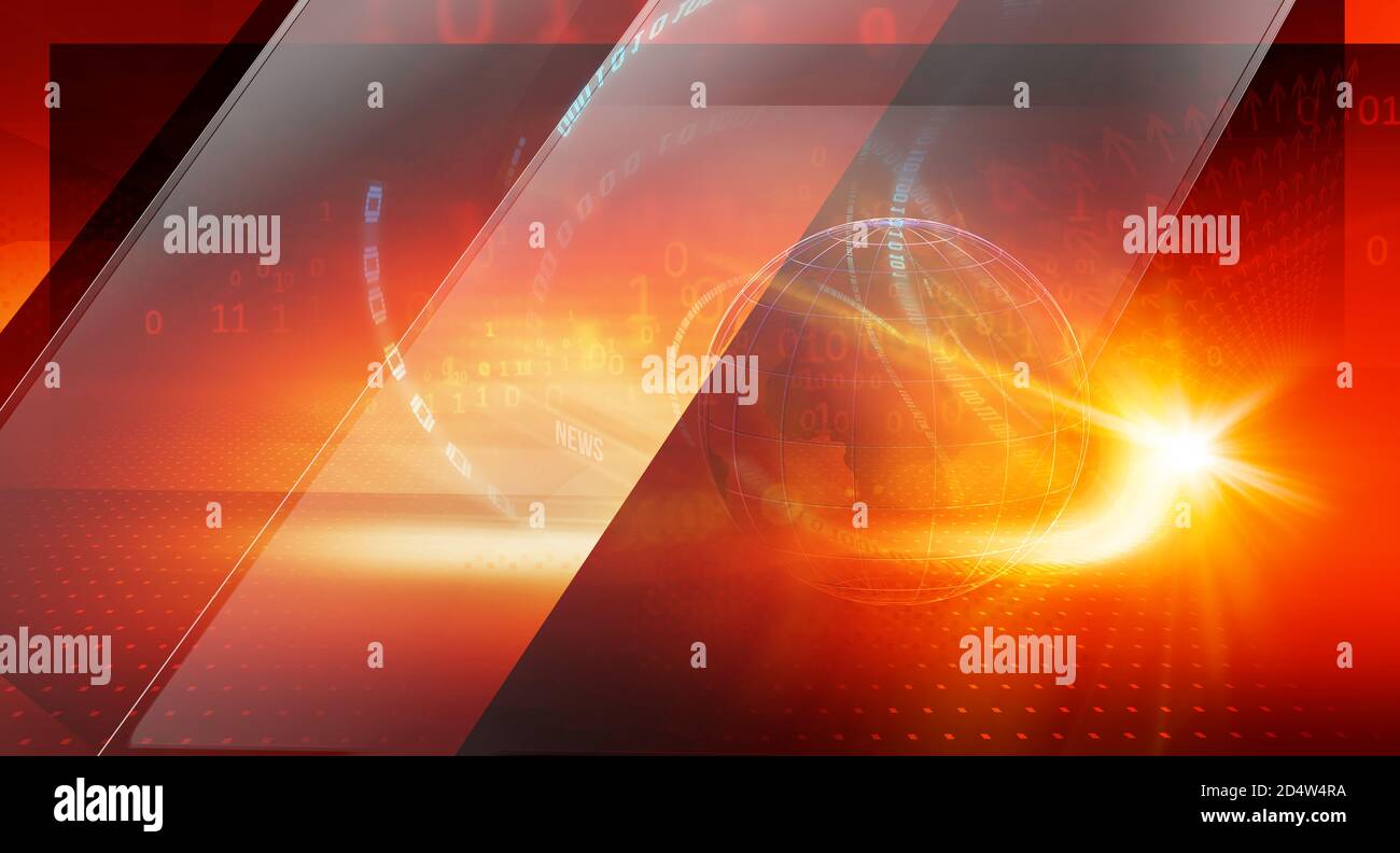 Graphical earth globe with binary code red theme background, digital ...