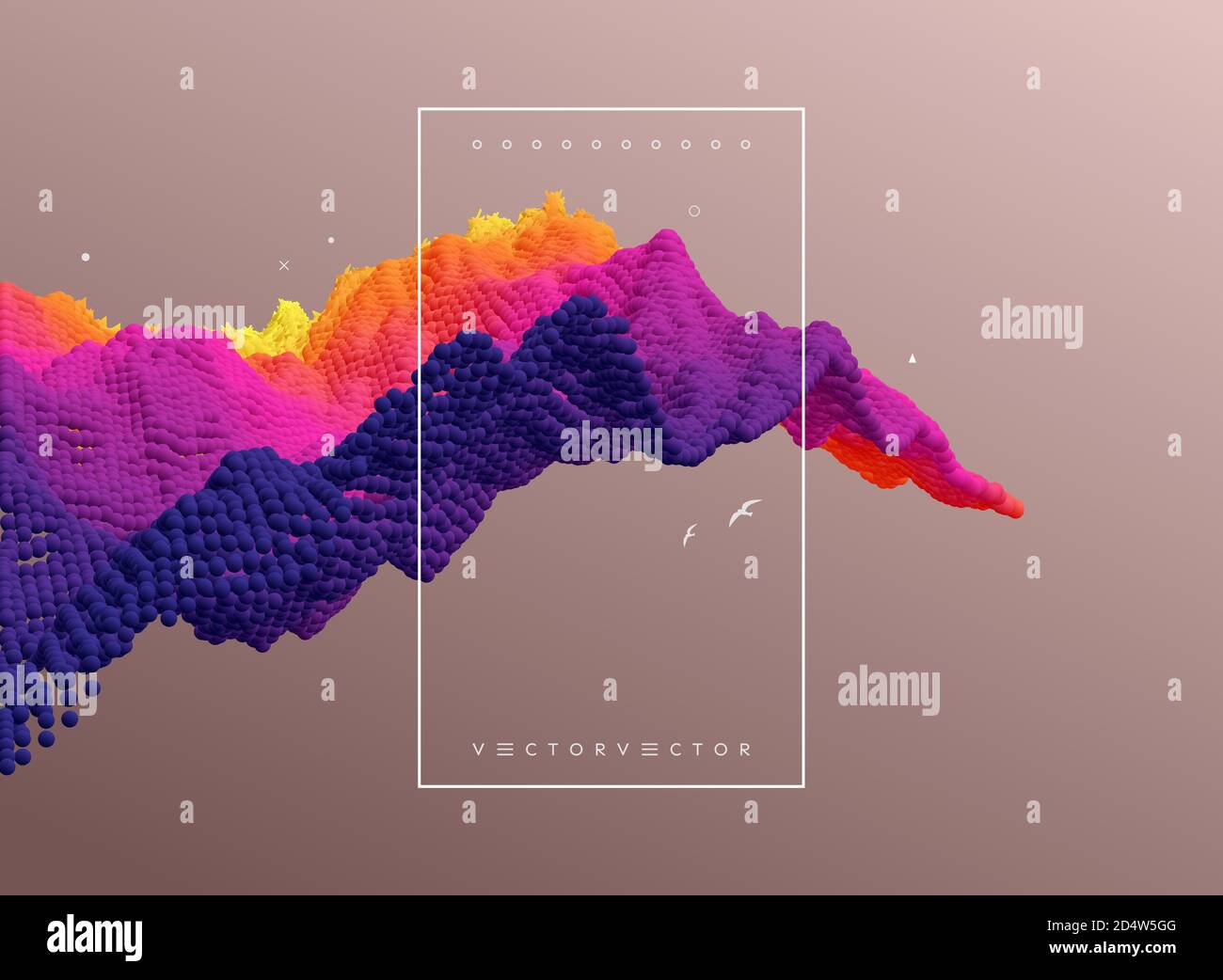 3d Wavy Background Array With Dynamic Emitted Particles A Wave Formed