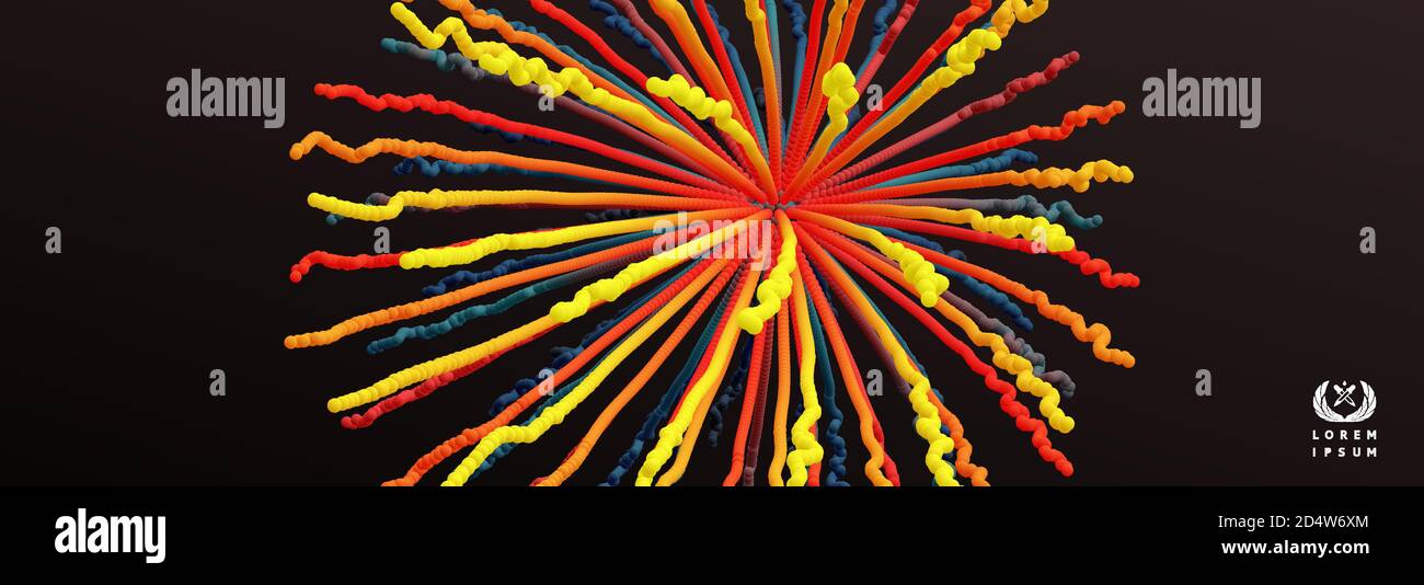 Point explode. Array with dynamic emitted particles. 3d technology ...