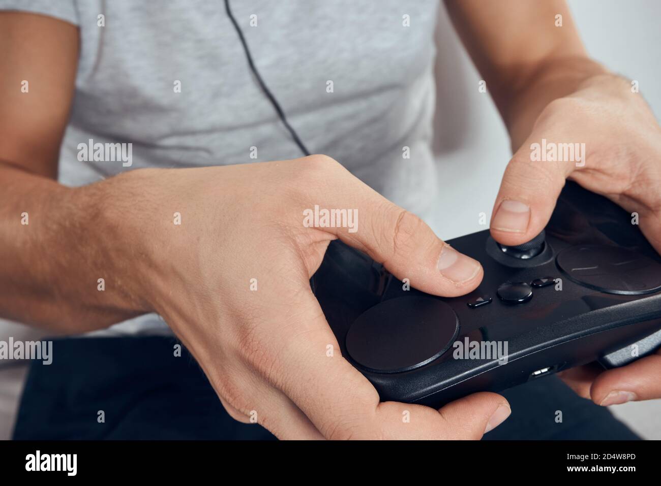 Gamepad male hands close-up video game addiction office technology ...