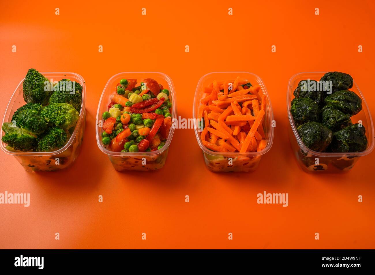 Frozen vegetables carrot, broccoli, spinach, green pods beans in ...