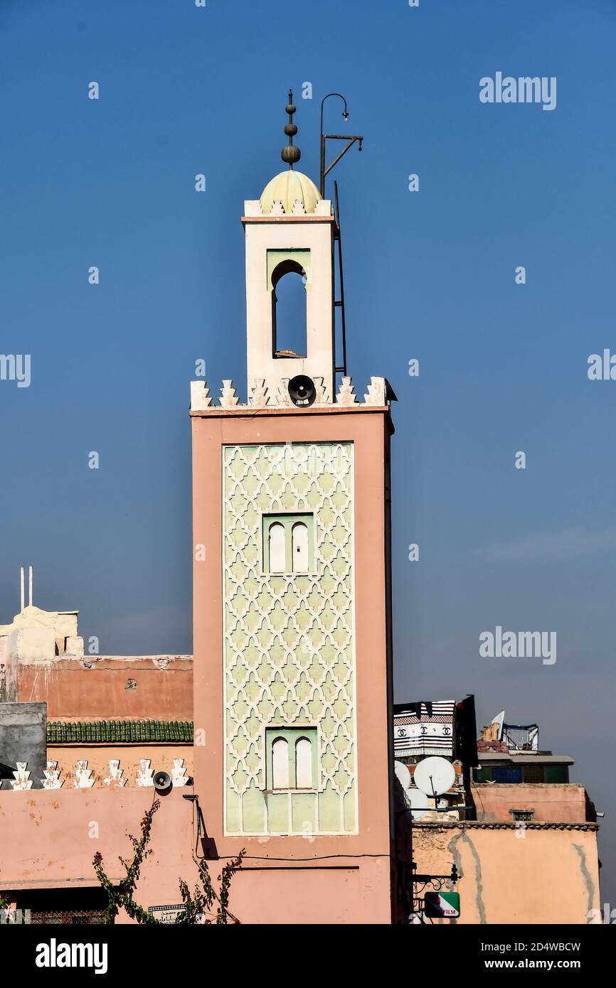 colorful houses in old town of Marrakech Morocco, photo as background ...
