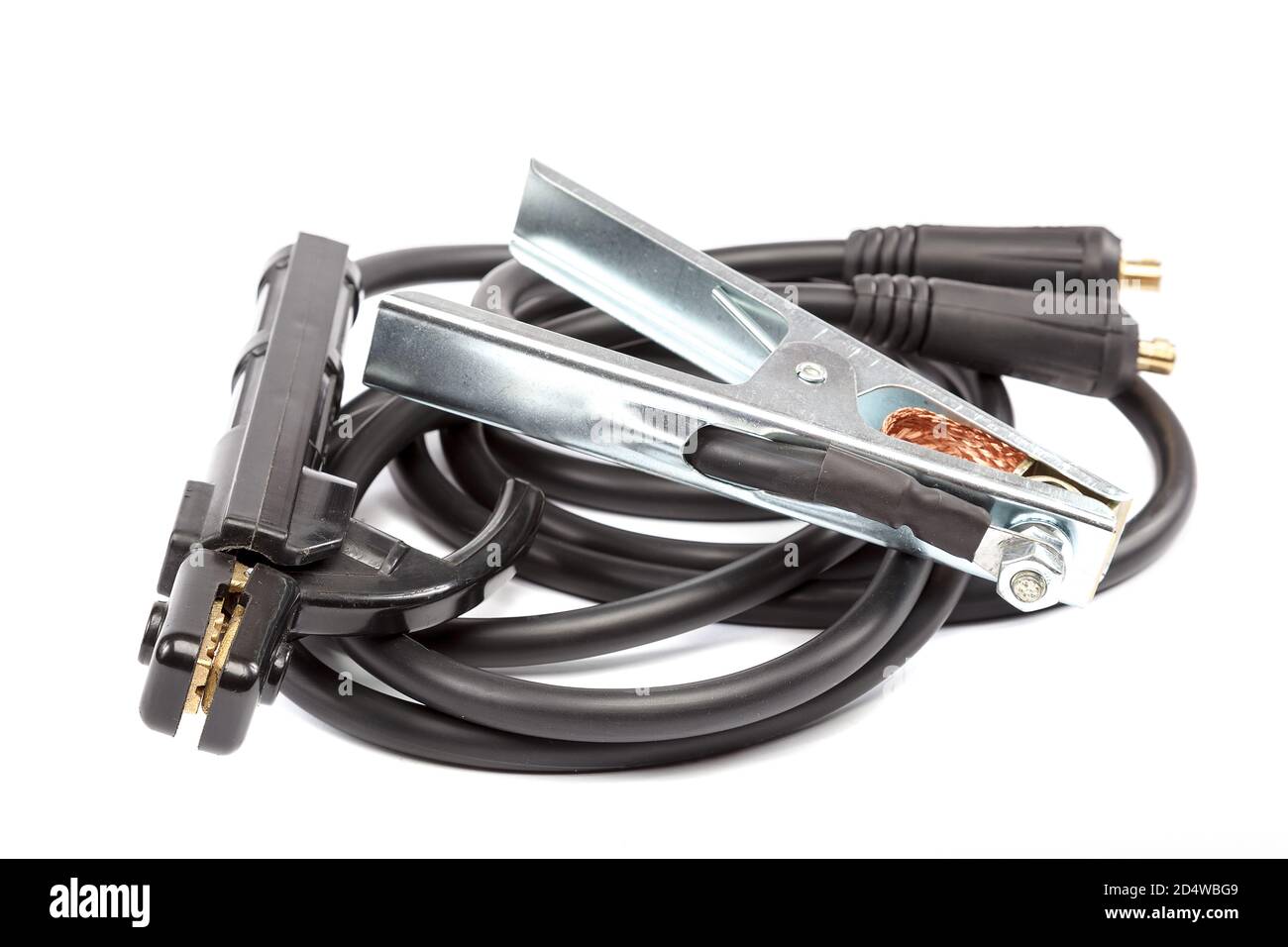 Welding machine wires isolated on white background Stock Photo - Alamy