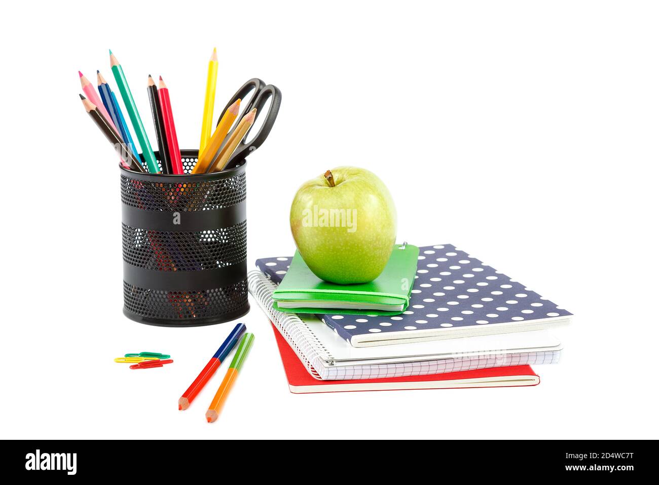 School, office supplies isolated on white background Stock Photo - Alamy